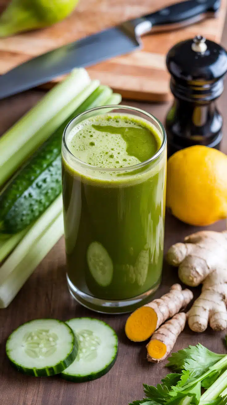 Cucumber-Celery Turmeric Tonic Juice