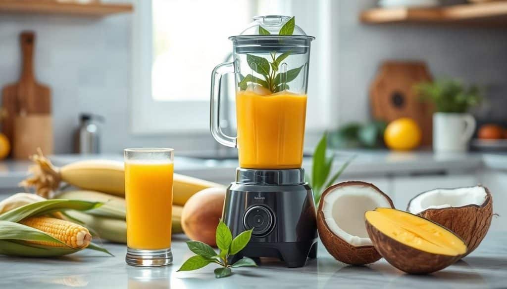 Sweet Corn-Mango Coconut Juice