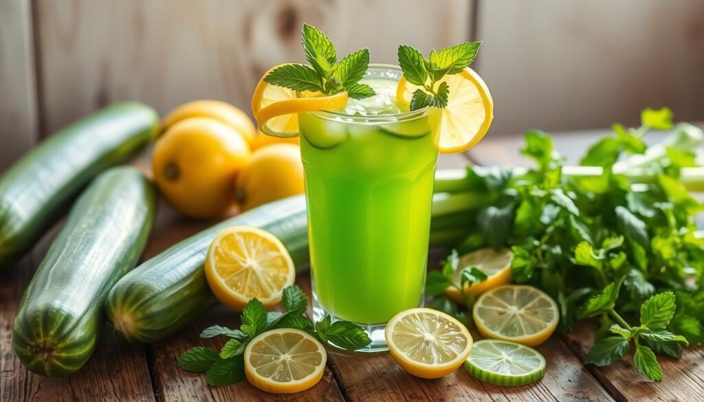 Celery-Cucumber Lemon Mint Juice